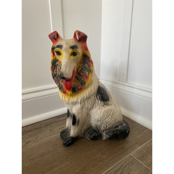 Dog | Vtg Chalkware Collie Bank Dog Statue Carnival Fair Prize 115 ...